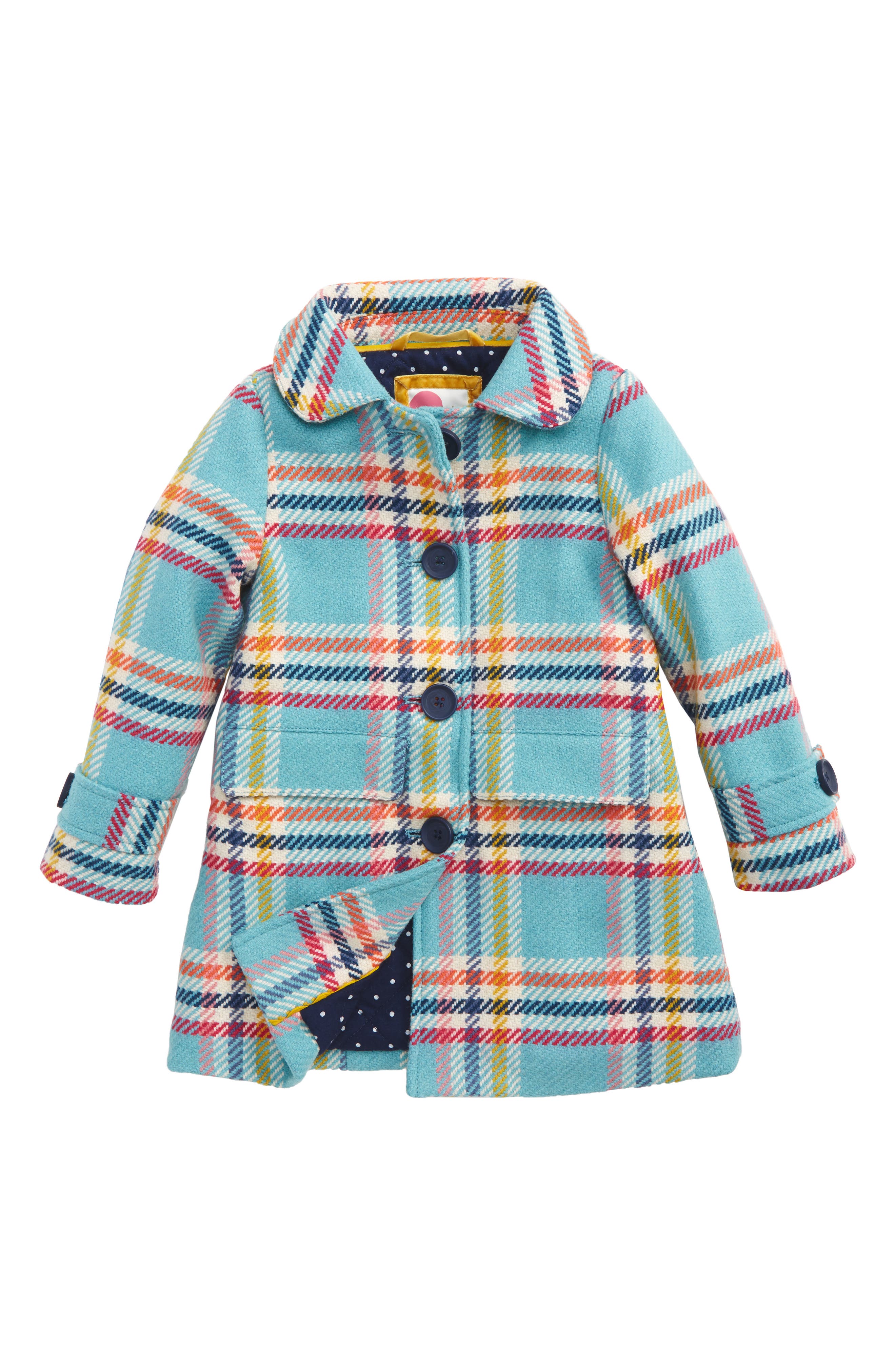 Mini Boden Check Wool Blend Coat (Toddler Girls, Little Girls & Big ...