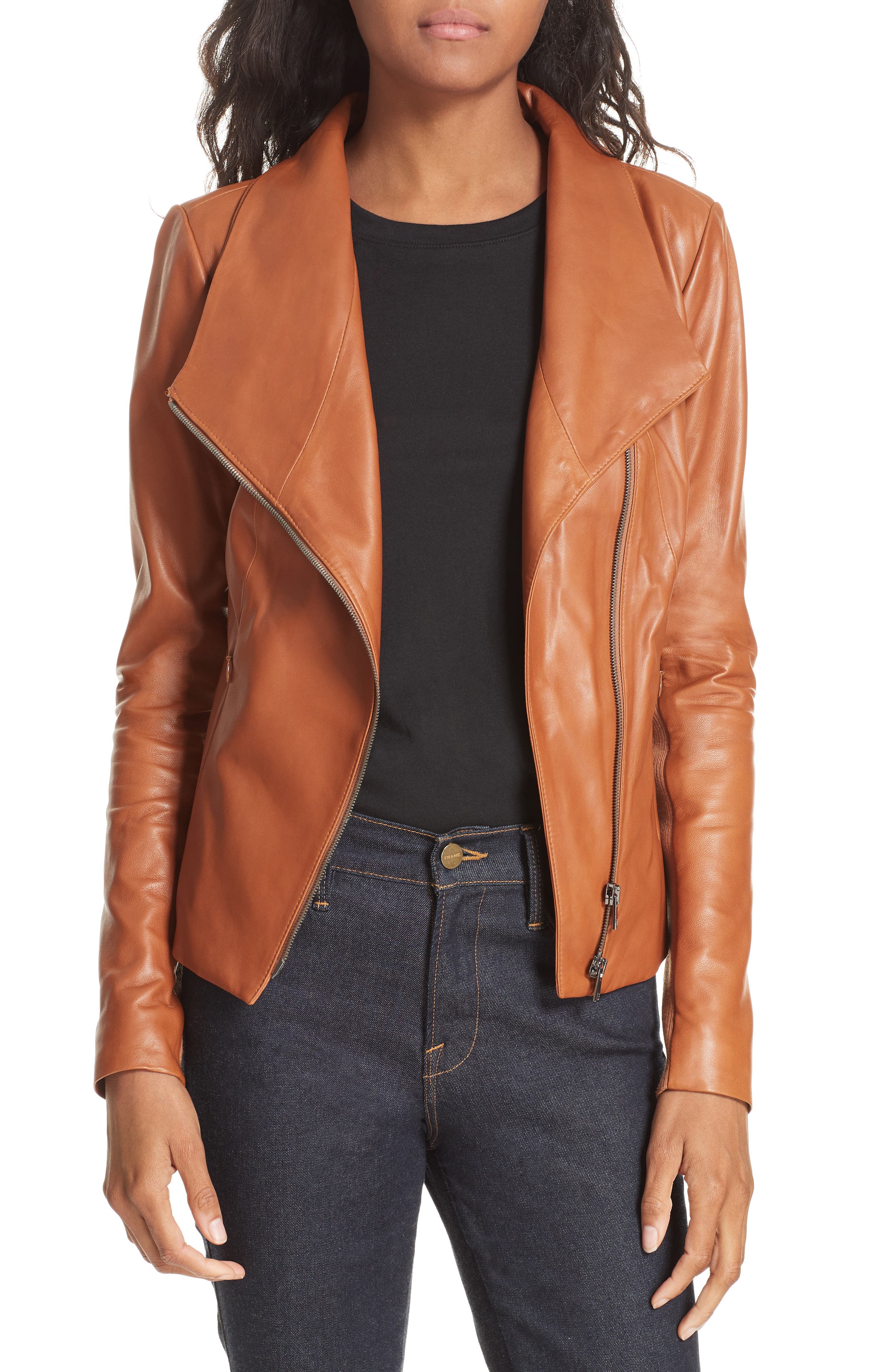 Nordstrom Signature Stand Collar Leather Jacket | Nordstrom