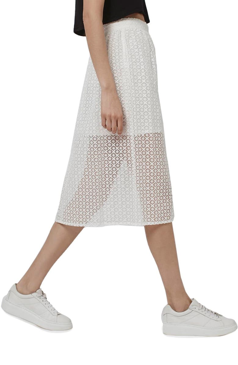 Topshop Floral Embroidered Organza Midi Skirt Nordstrom