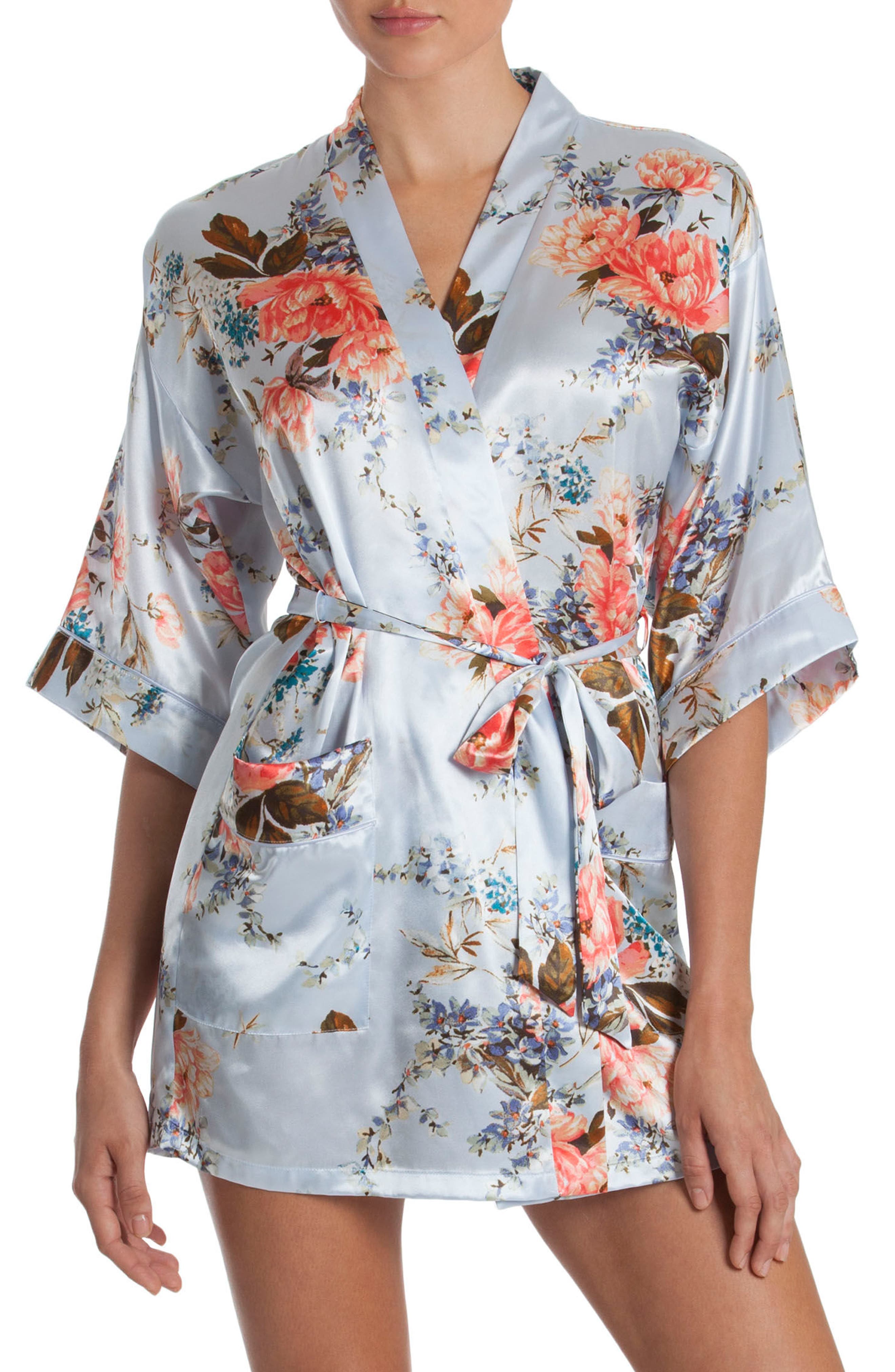 In Bloom by Jonquil Floral Print Satin Robe | Nordstrom