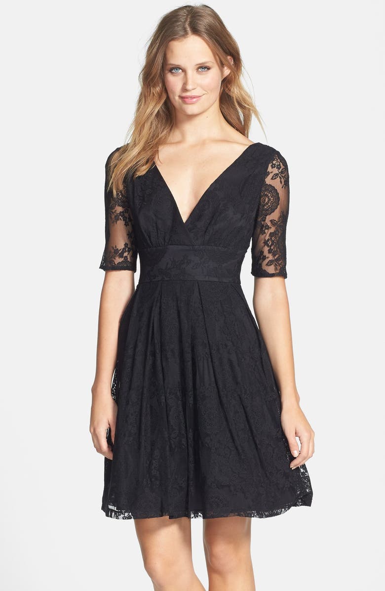 Betsey Johnson V Neck Lace Fit And Flare Dress Nordstrom