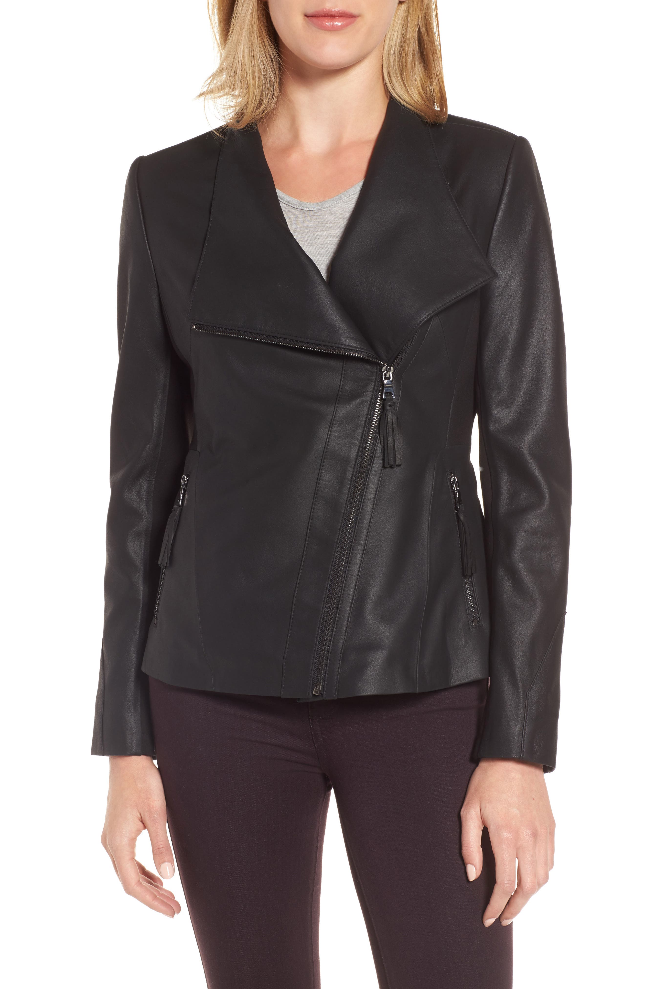 Via Spiga Asymmetrical Leather Jacket | Nordstrom