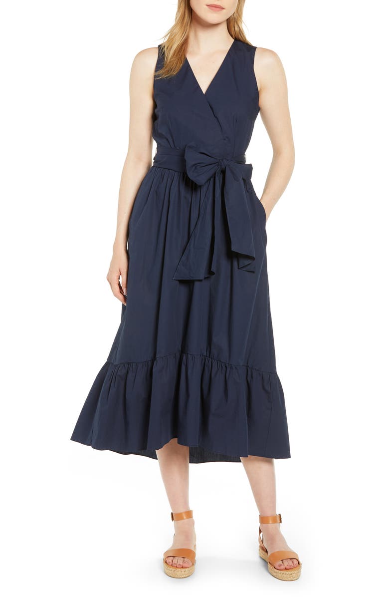 J Crew Faux Wrap Cotton Poplin Dress Nordstrom