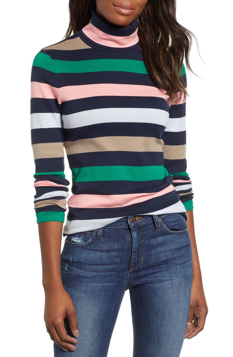 J Crew Perfect Fit Stripe Turtleneck Regular And Plus Size Nordstrom
