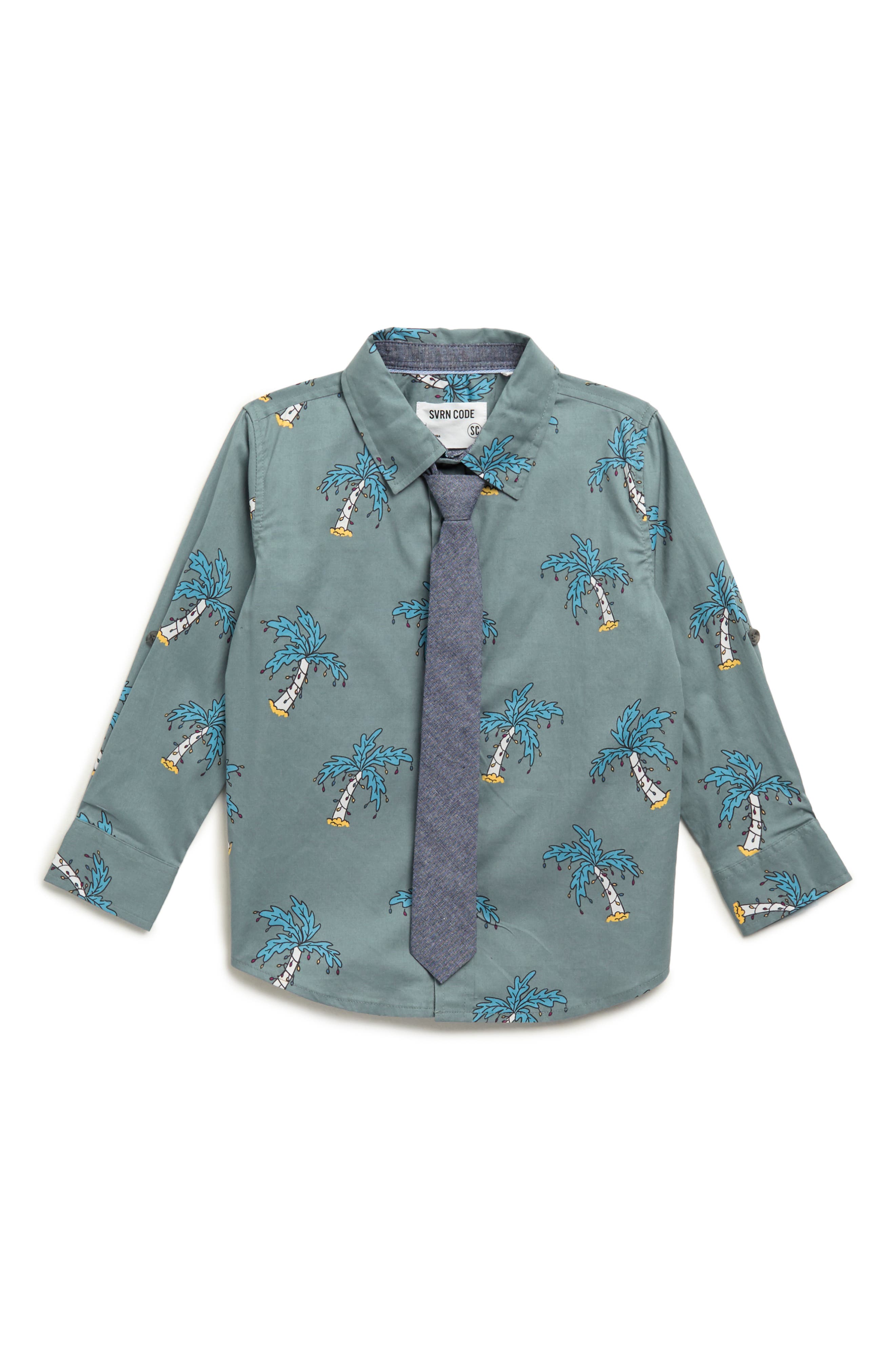Sovereign Code Kids' Palm Tree Button-Up Shirt & Tie | Nordstromrack