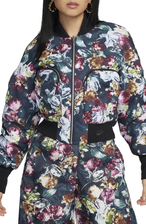 Nike Therma-FIT Oversize Reversible Floral Bomber Jacket in Night ...