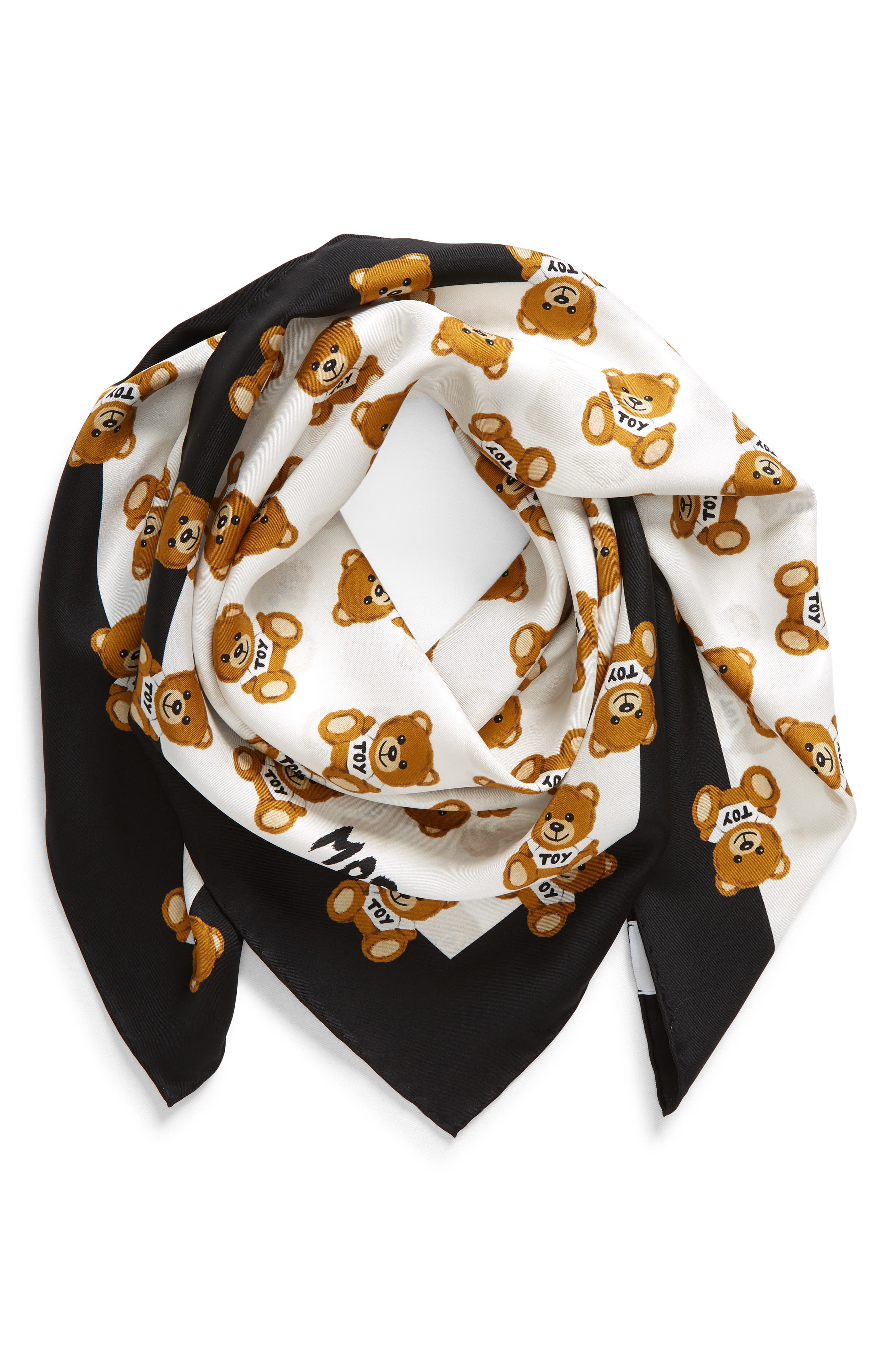 Moschino Mini Bear Print Square Silk Scarf | Nordstrom