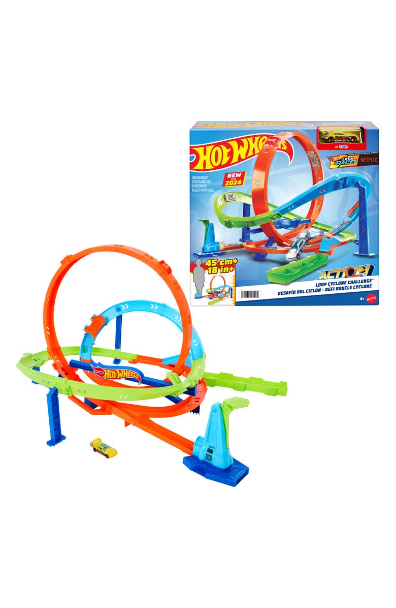 Mattel Hot Wheels® Action Loop Cyclone Challenge Track Set with 1:64 ...