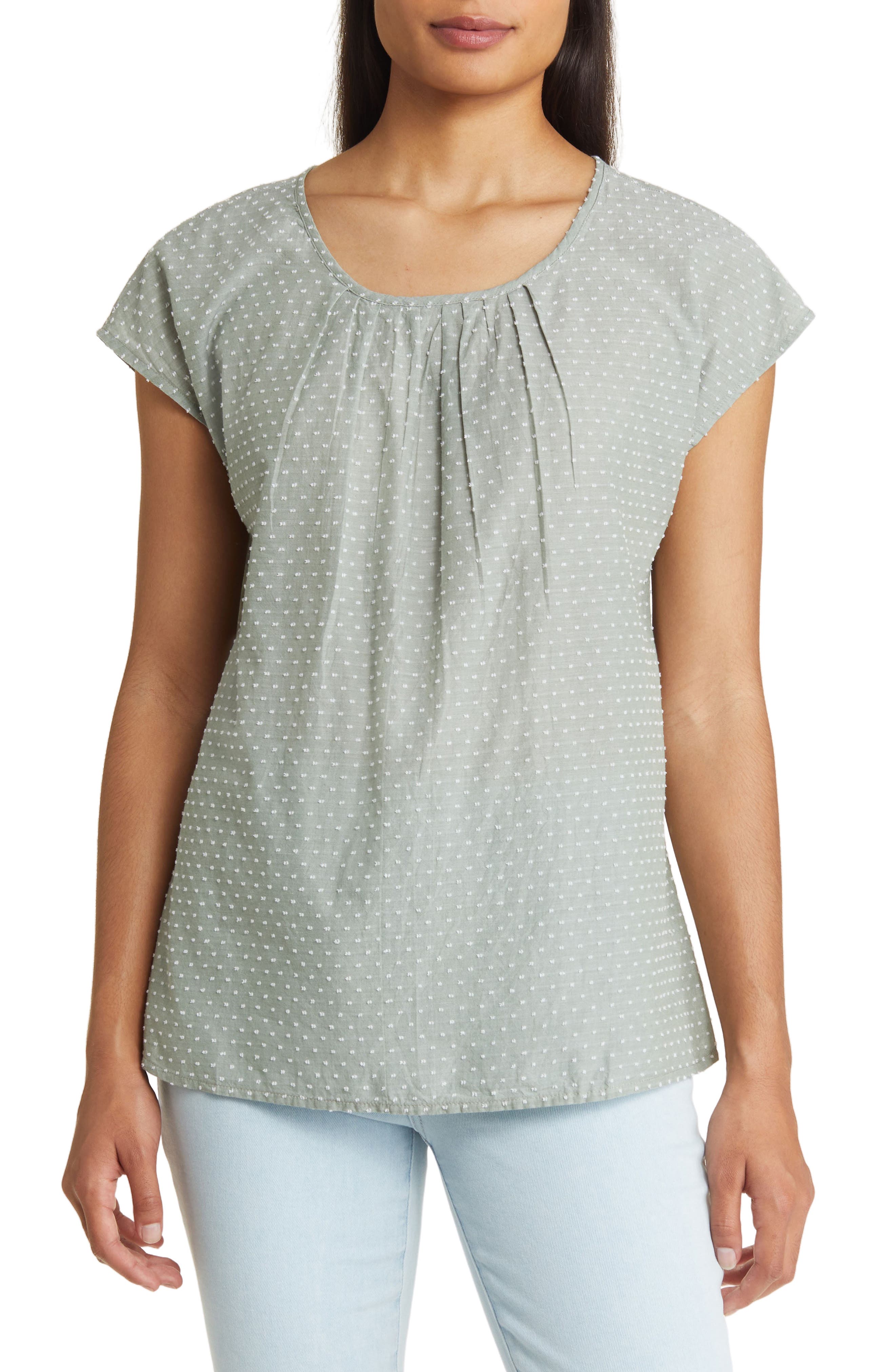 Caslon® Pleated Clip Dot Blouse | Nordstrom