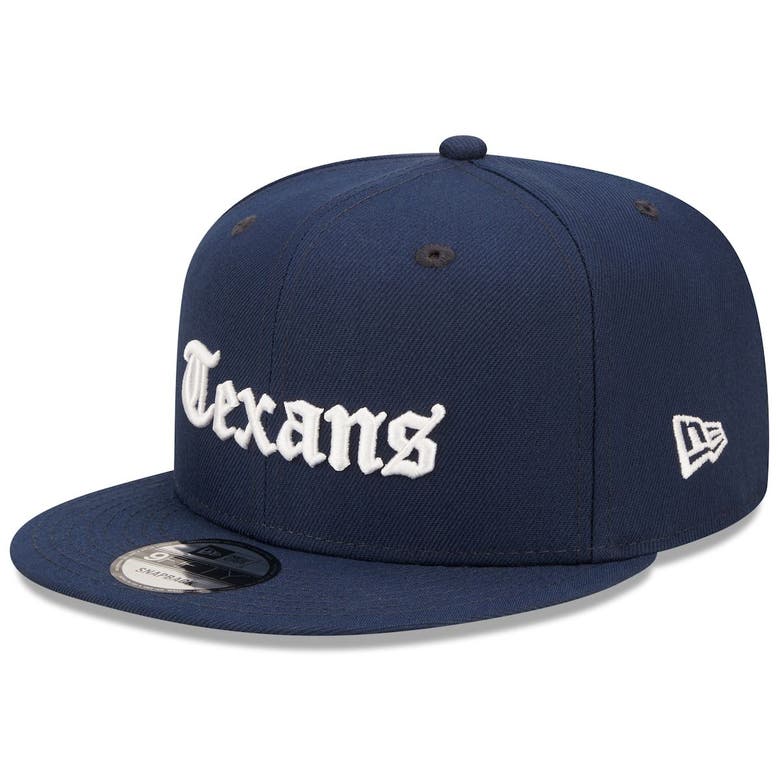 New Era Navy Houston Texans Gothic Script 9fifty Snapback Hat | ModeSens
