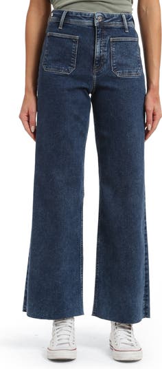 Mavi Jeans Paloma Marine Patch Pocket Raw Hem High Waist Wide Leg Jeans