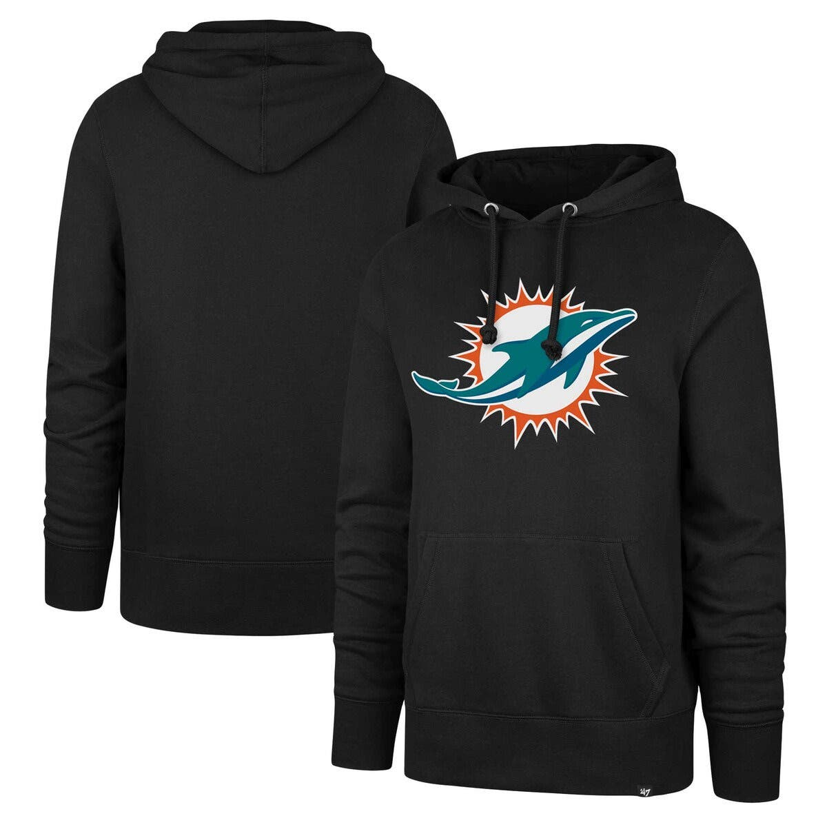 '47 Men's '47 Black Miami Dolphins Imprint Headline Pullover Hoodie ...