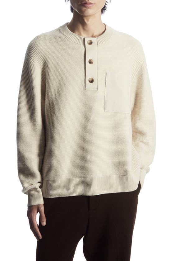 Cos Thermal Henley Sweater In White Dusty Light | ModeSens