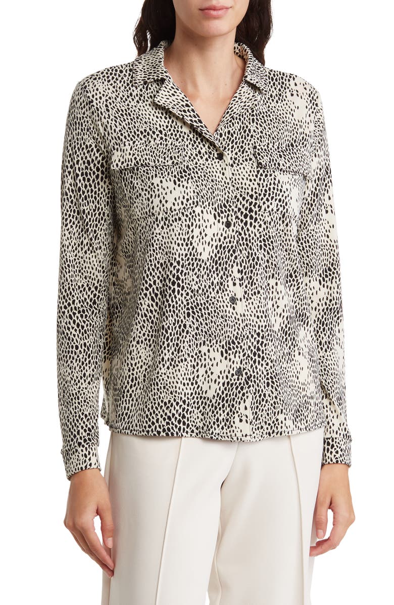 Adrianna Papell Snakeskin Print Long Sleeve Button-Up Shirt | Nordstromrack