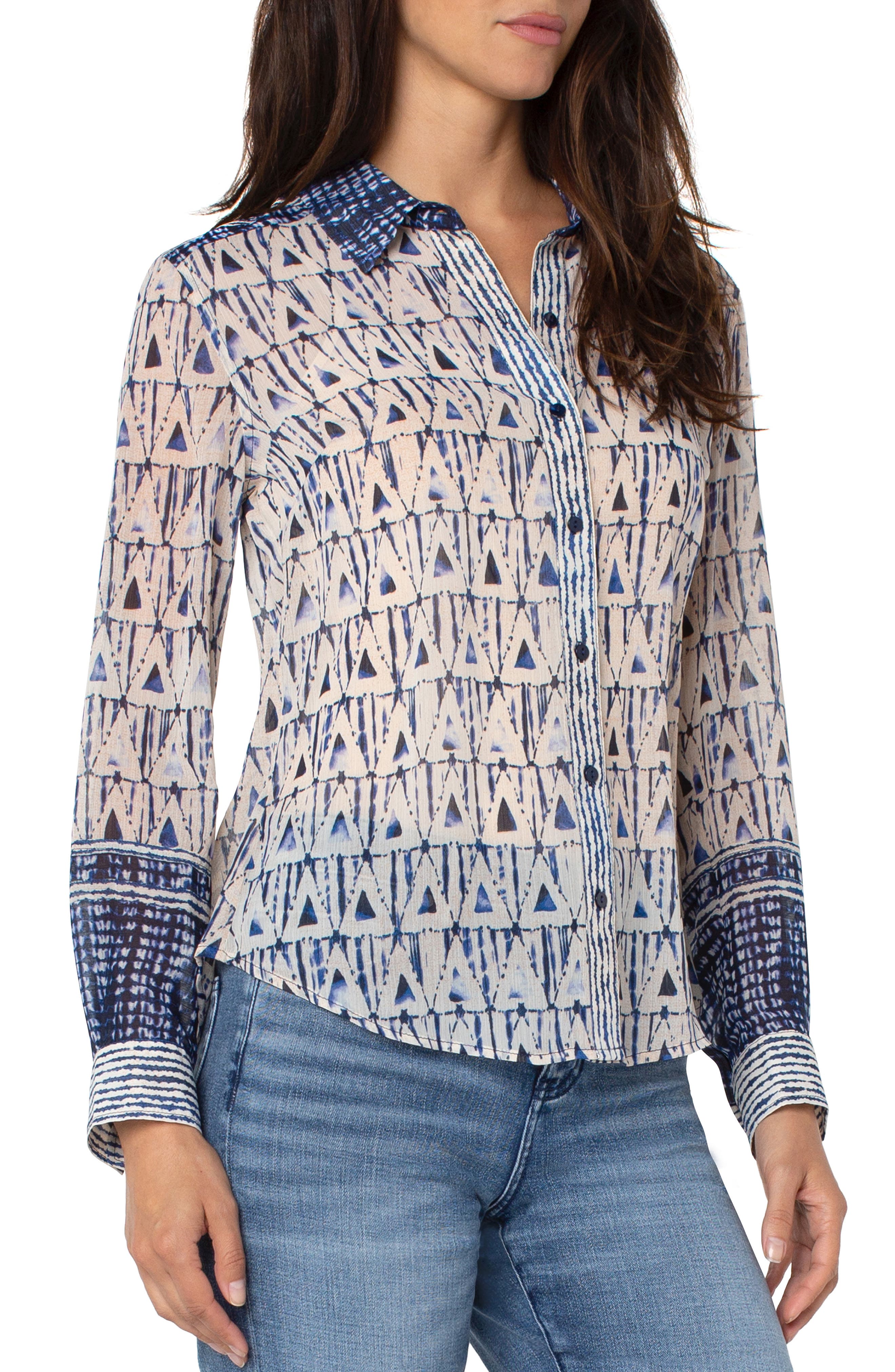 Liverpool Los Angeles Print Sheer Blouse | Nordstrom