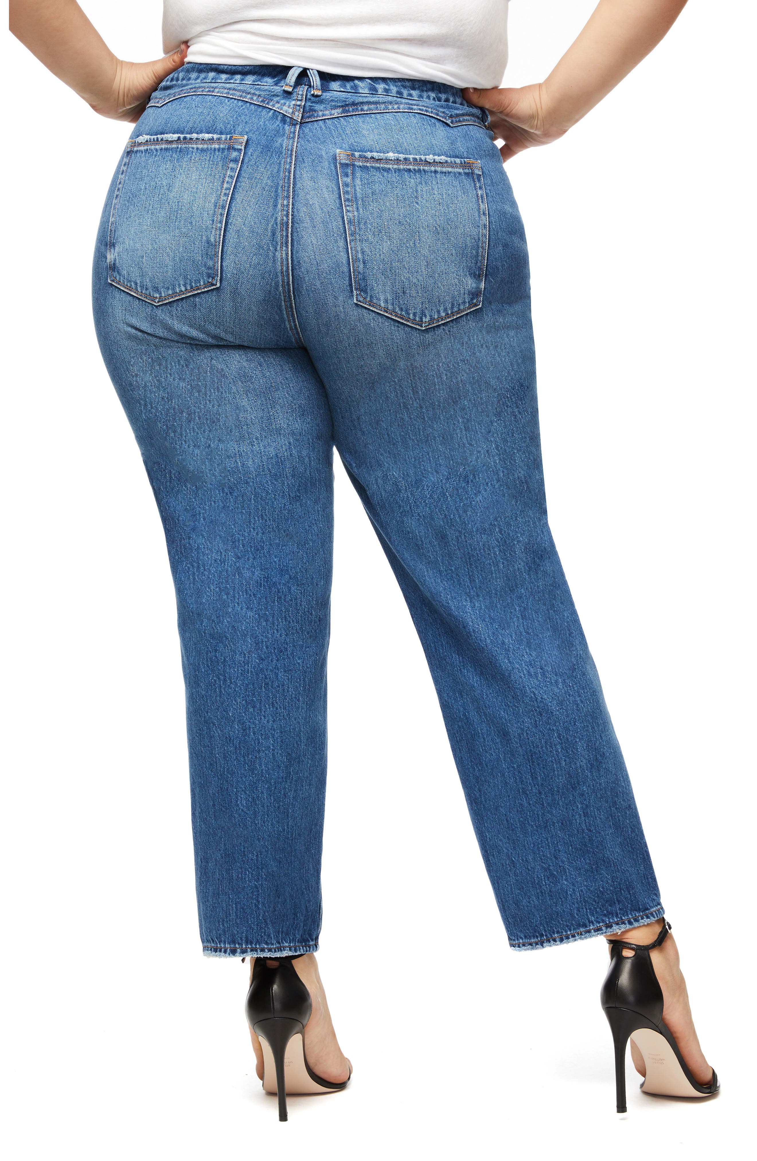 Good American | Good Vintage Western Yoke Ankle Straight Leg Jeans ...