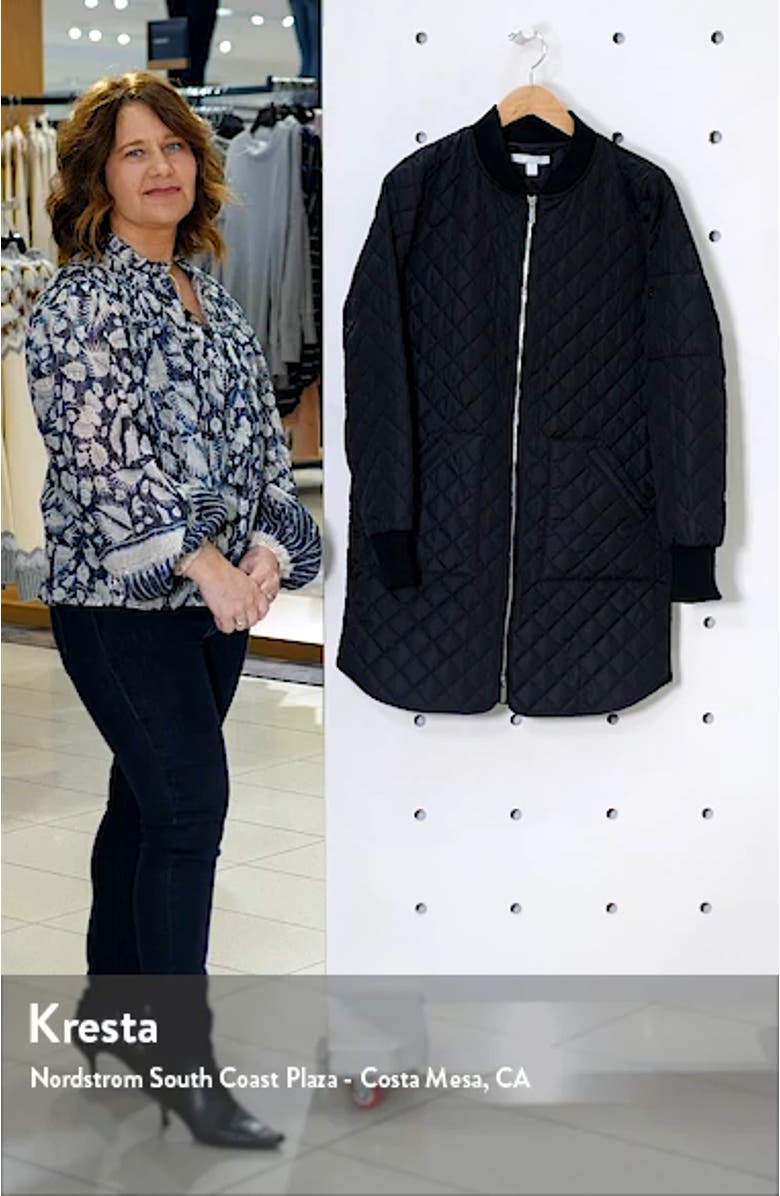 Zella Longline Water Resistant Quilted Bomber Jacket | Nordstrom