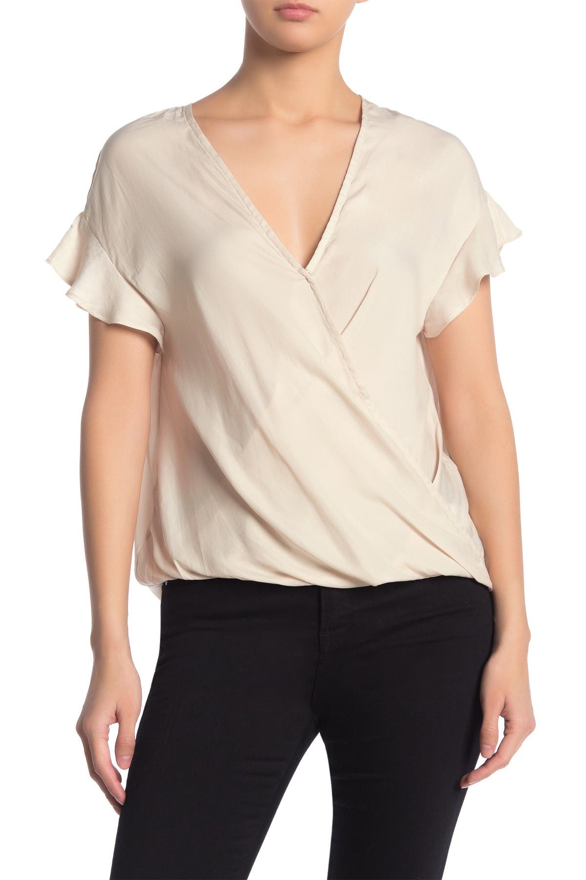 Mustard Seed | Ruffle Sleeve Satin High/Low Blouse | Nordstrom Rack