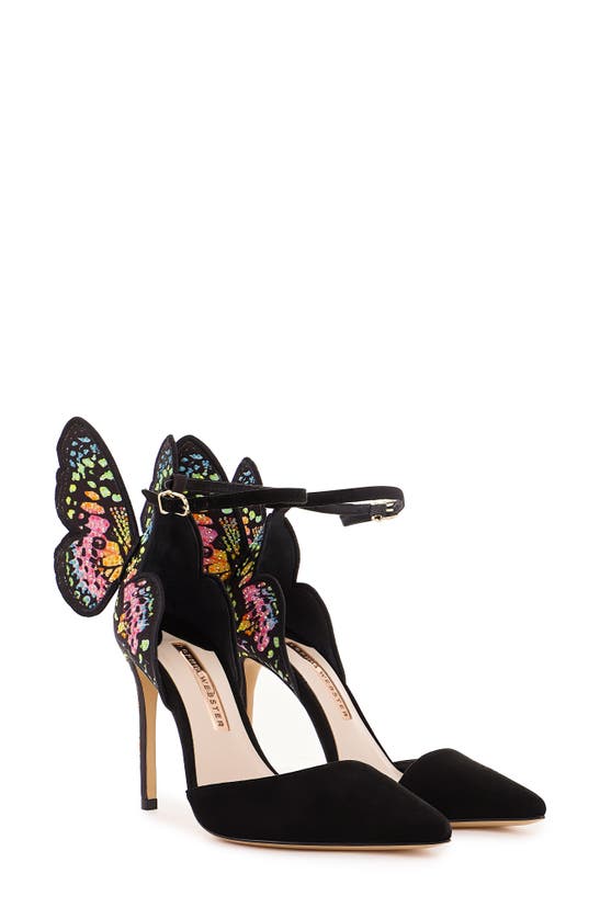 Sophia Webster Chiara Embellished Butterfly Ankle Strap Pump In Black