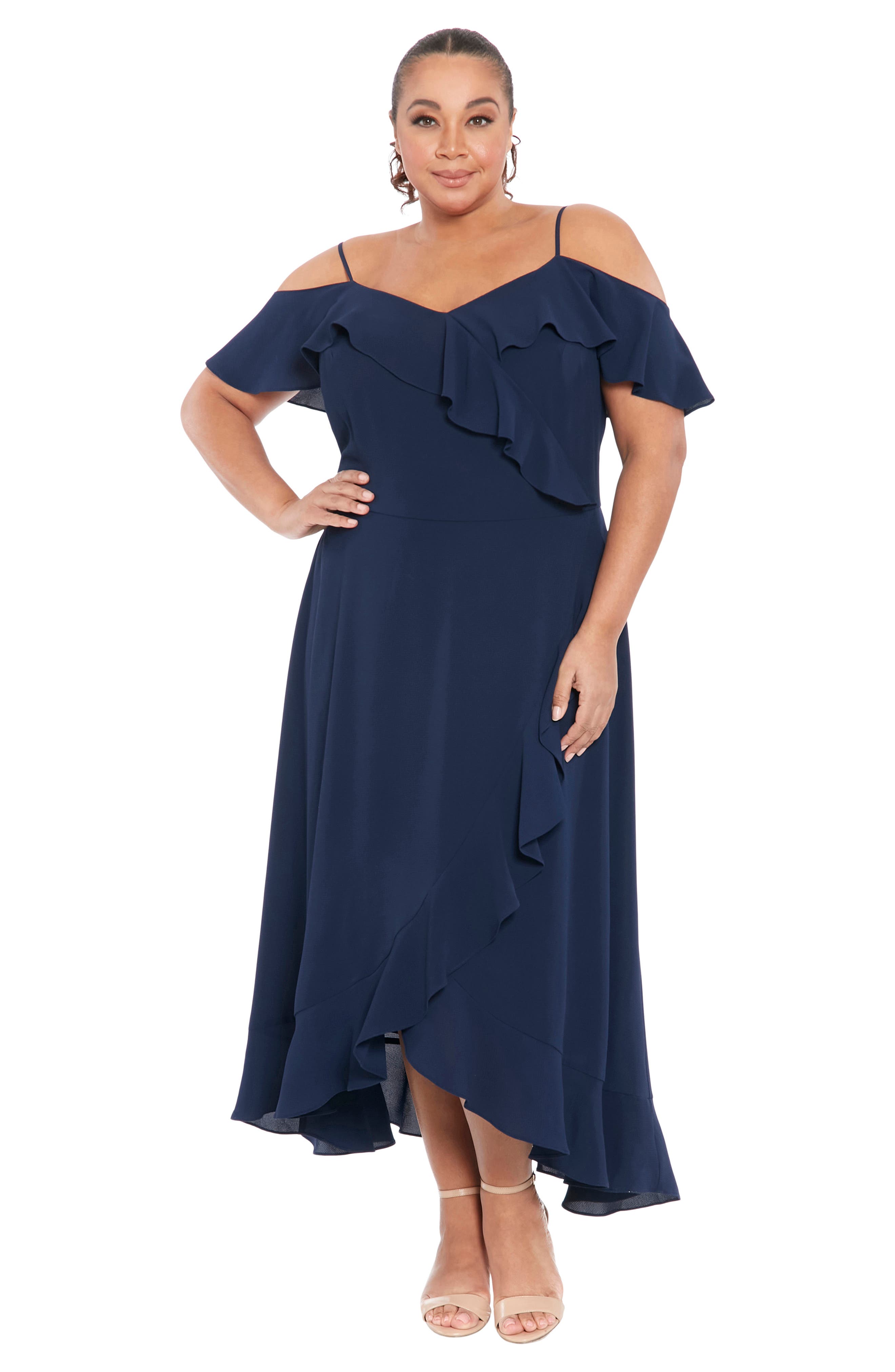 London Times Ruffle Cold Shoulder Maxi Dress | Nordstromrack