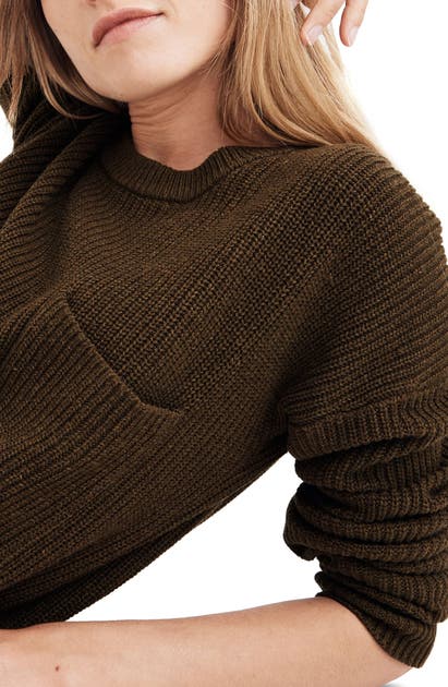 Madewell Thompson Pocket Pullover Sweater In Heather Elm Modesens