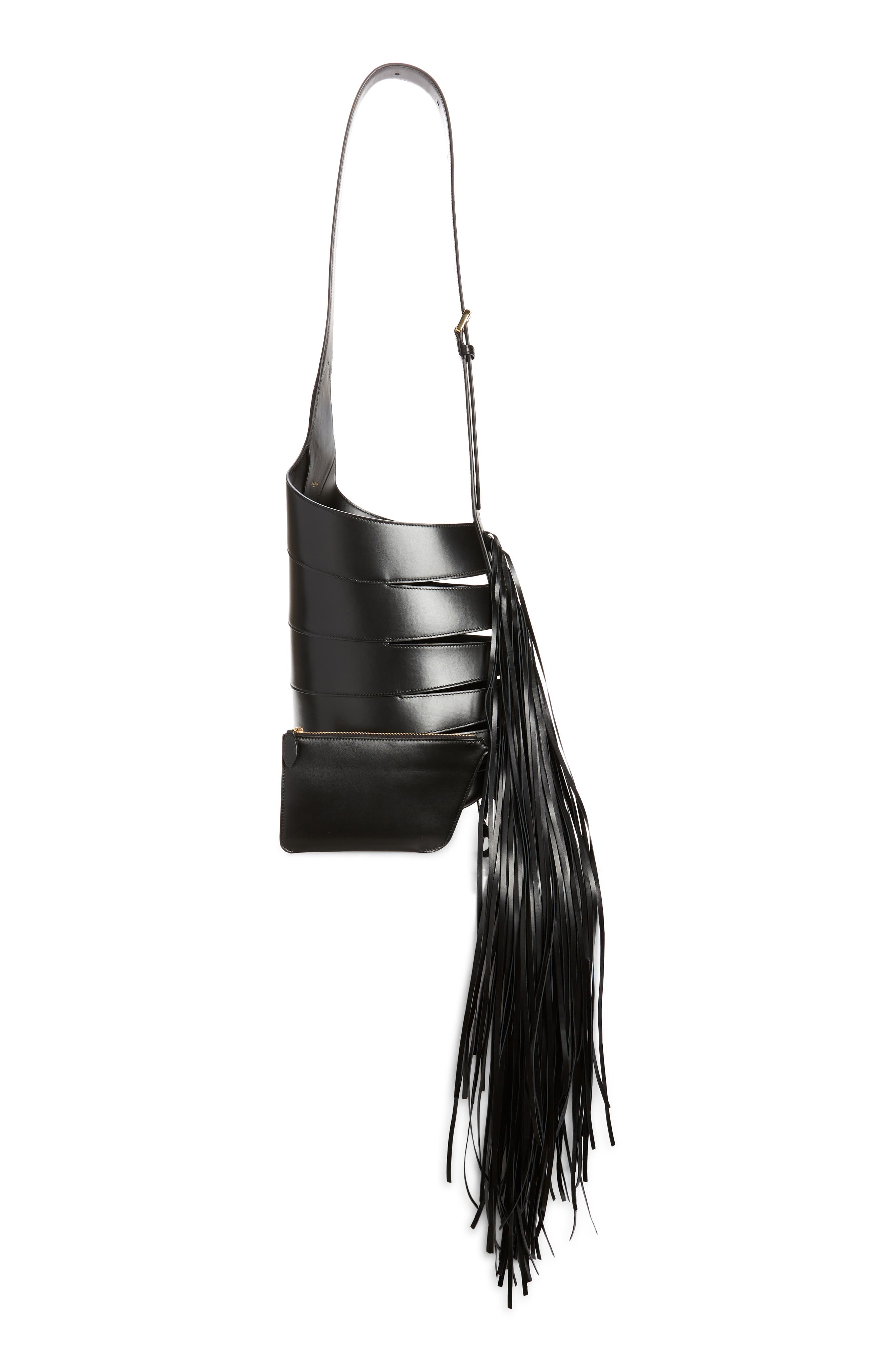 Alaïa Medium Babel Fringe Hobo Crossbody Bag in Noir | Smart Closet