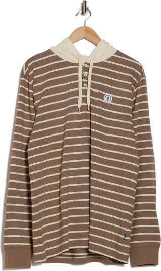 Volcom Ballast Stripe Cotton Henley Hoodie | Nordstromrack