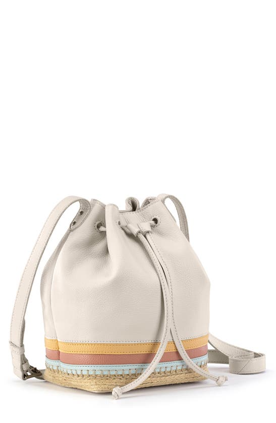 The Sak Ivy Drawstring Leather Bucket Bag In Stone Stripe Espadrille ...