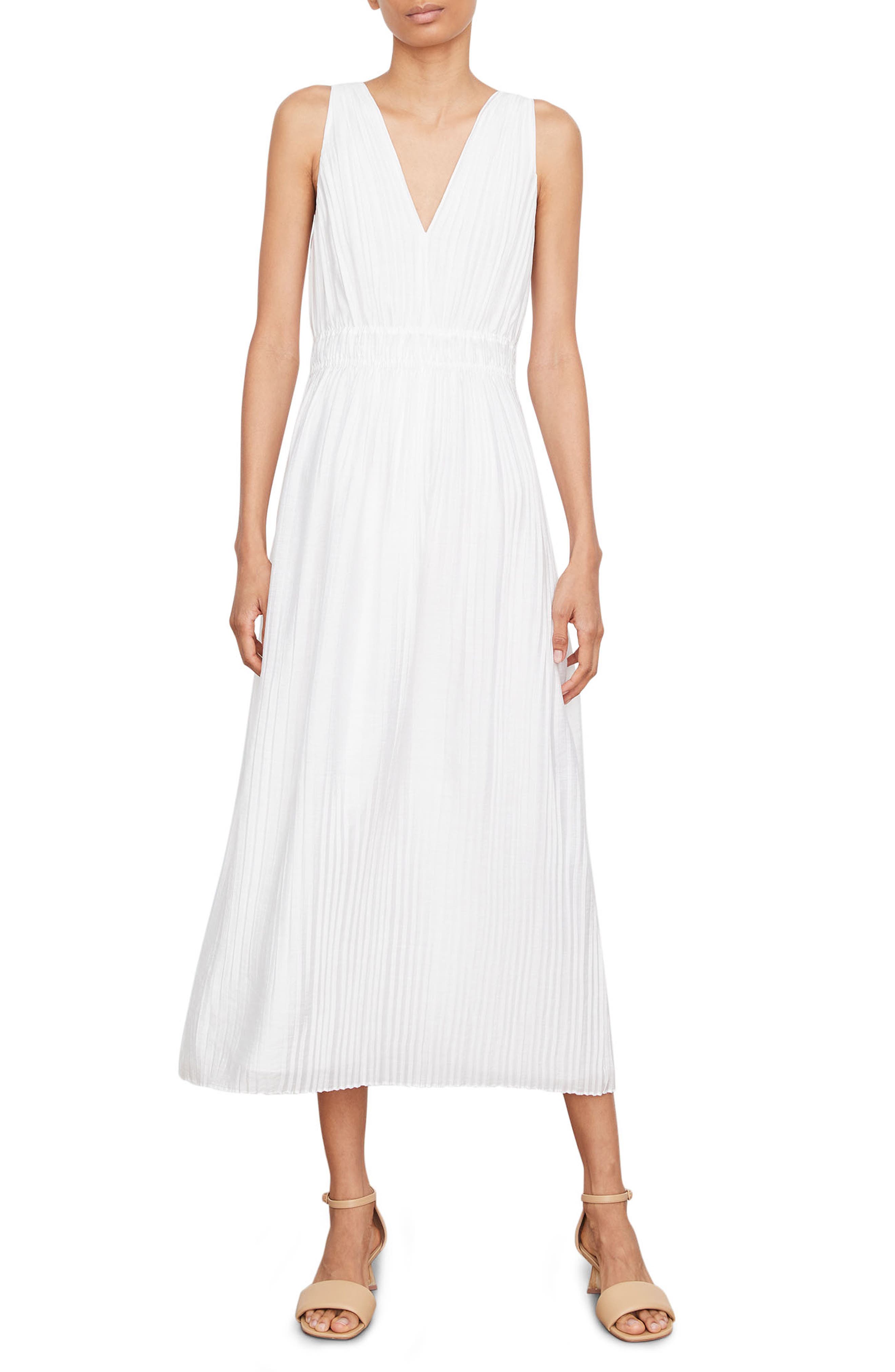 Vince Pleated Double V-Neck Dress | Nordstrom
