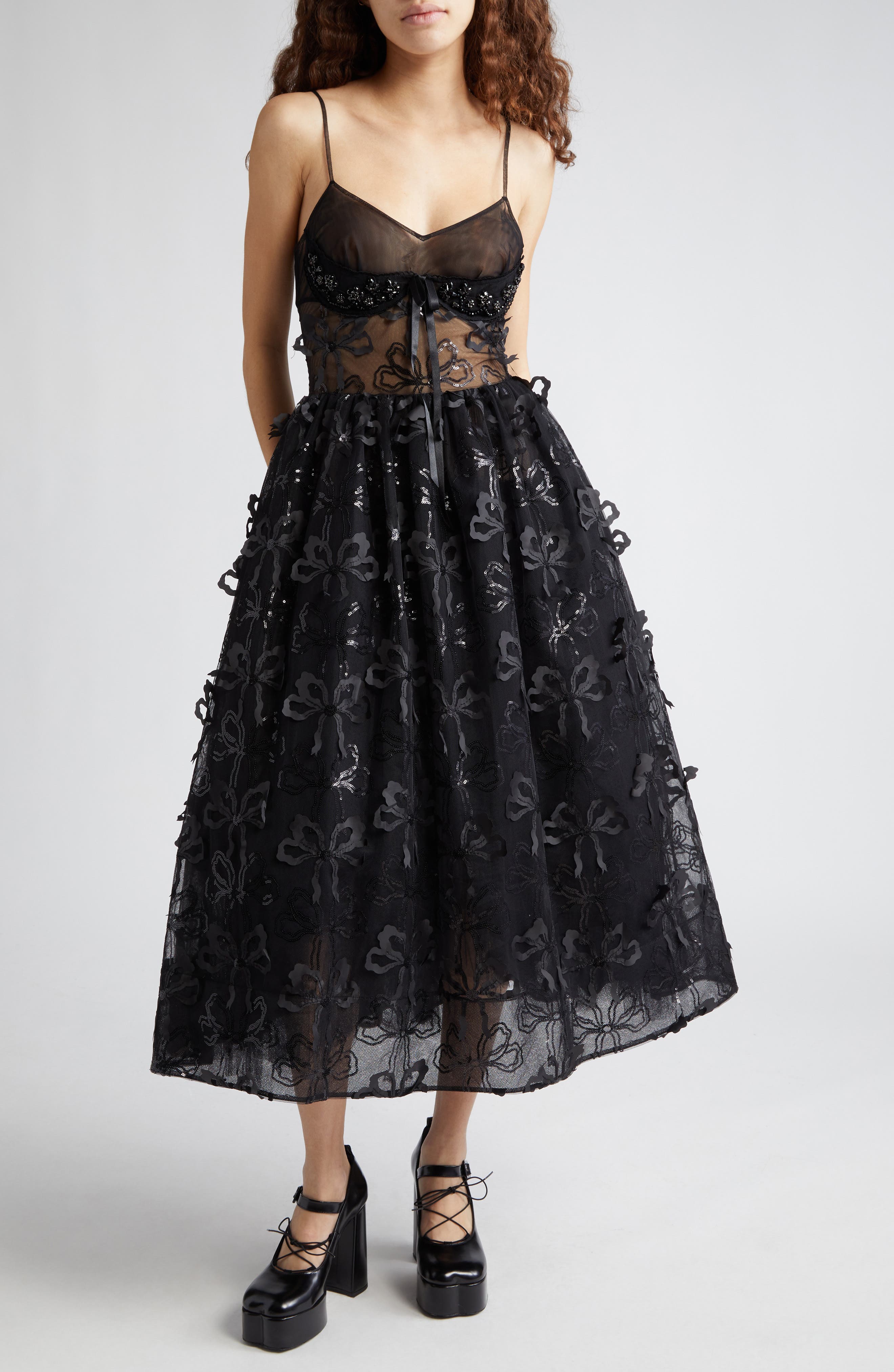 Simone Rocha Crystal Embellished Sequin Bow Tulle Tutu Dress | Nordstrom