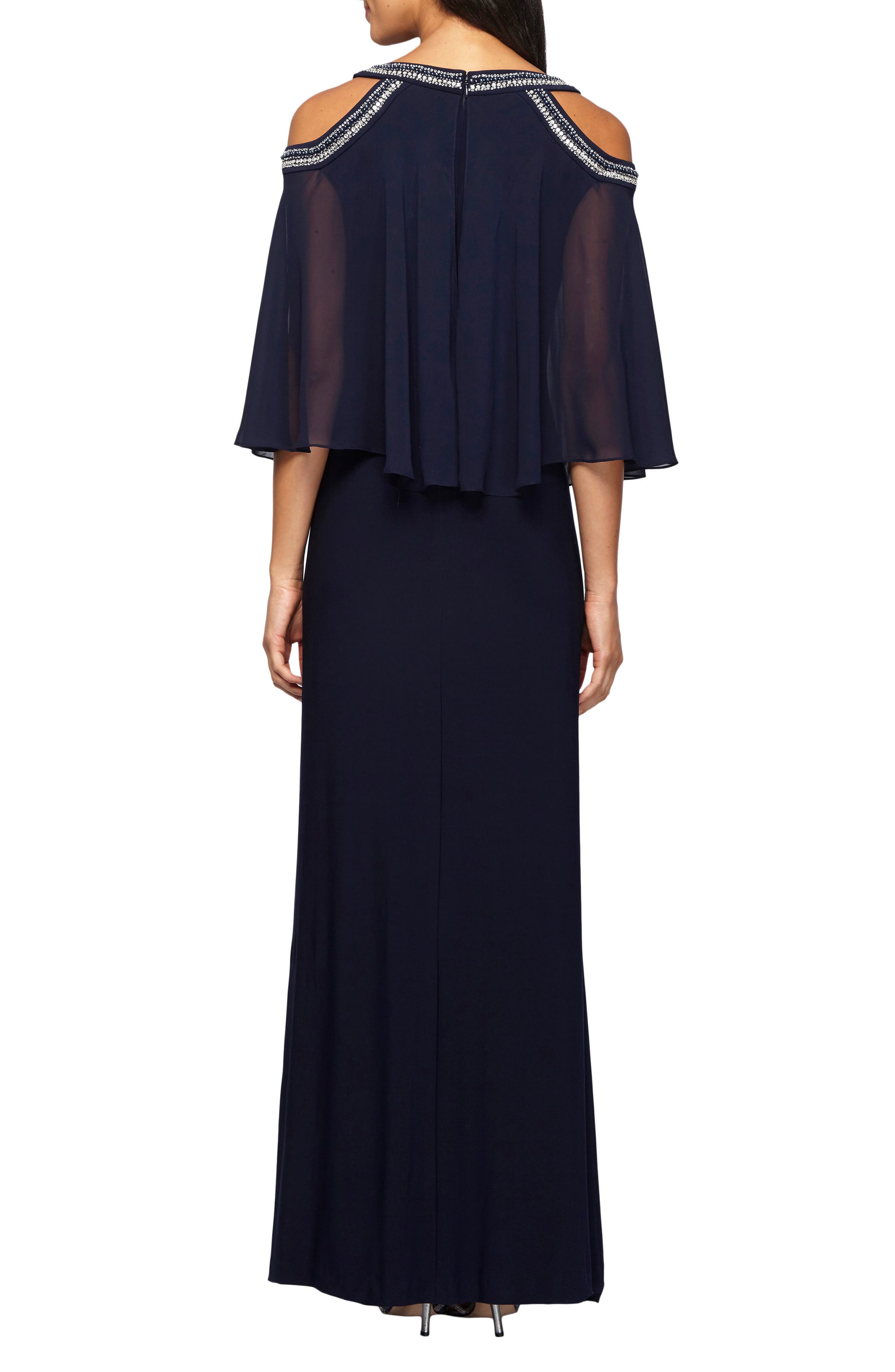 Alex Evenings Embellished Cold Shoulder Popover Formal Gown | Nordstrom