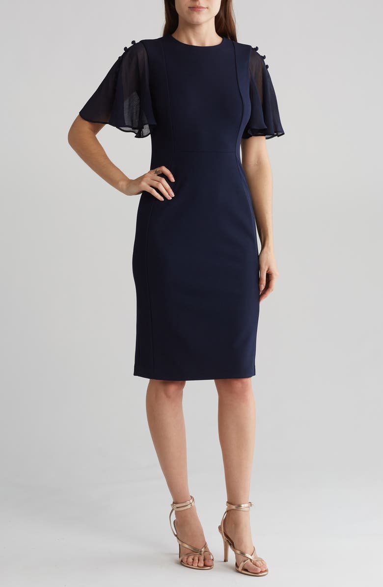 Calvin Klein Chiffon Flutter Sleeve Sheath Dress | Nordstromrack