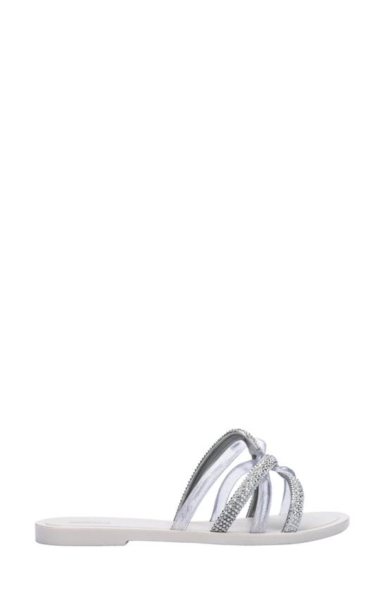 Melissa Shiny Slide Sandal In White/ Silver | ModeSens