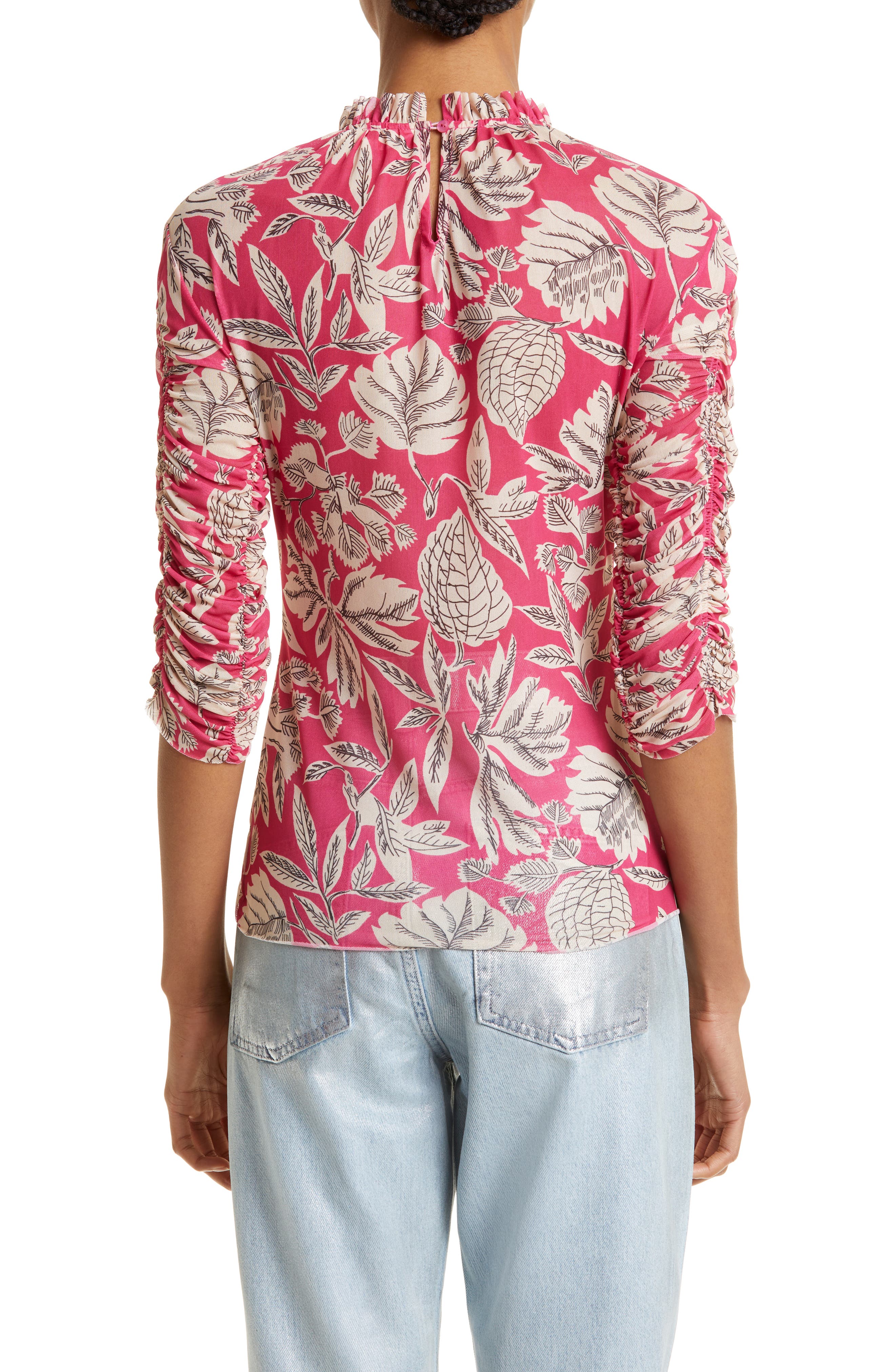 Ted Baker London Izabelo Print Ruffle Mesh Top | Nordstrom