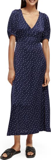 Scotch & Soda Mini Tulip Print Tie Back Satin Cutout Dress | Nordstromrack