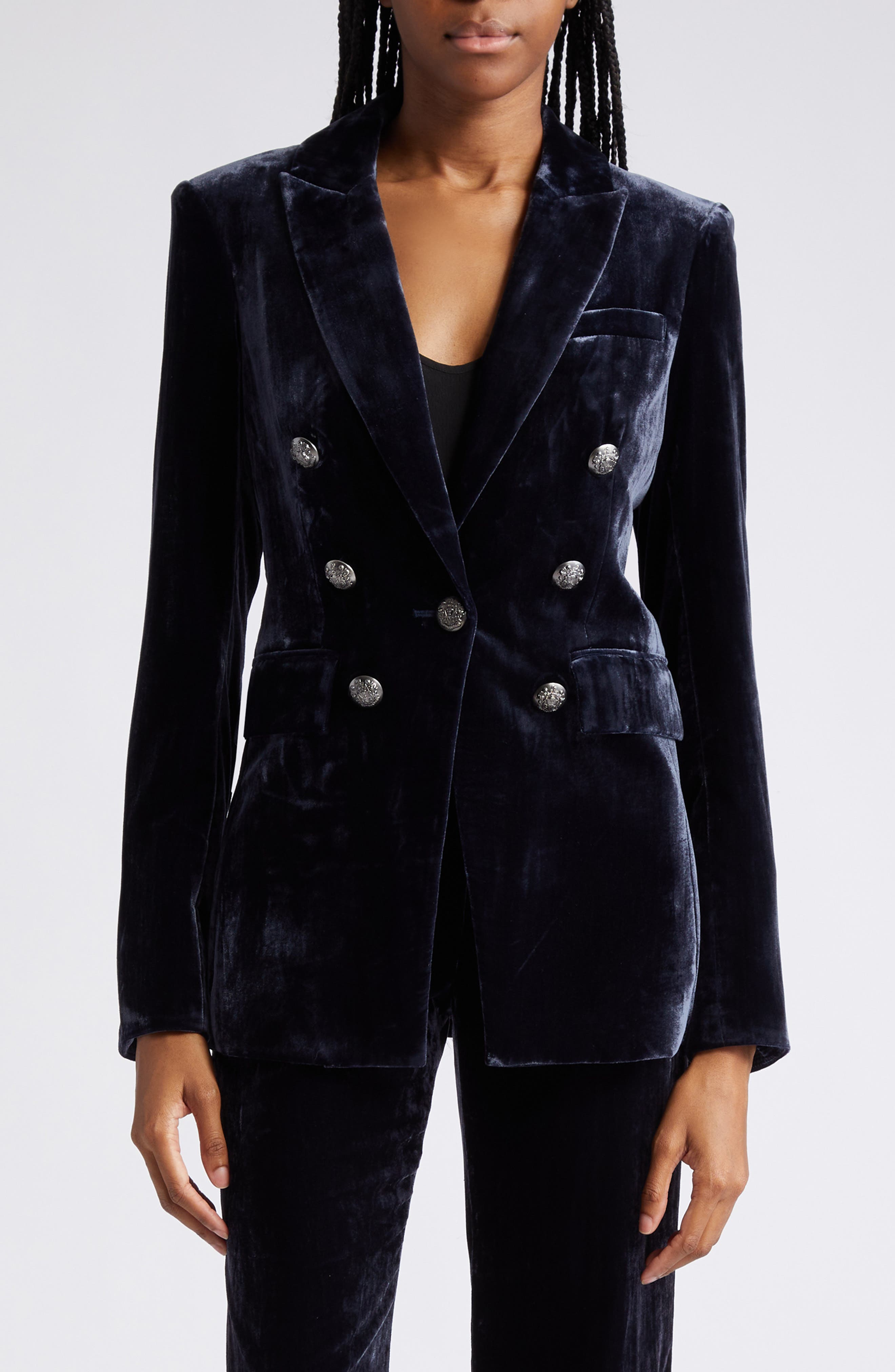 Veronica Beard Gaya velvet double-breasted blazer | Smart Closet