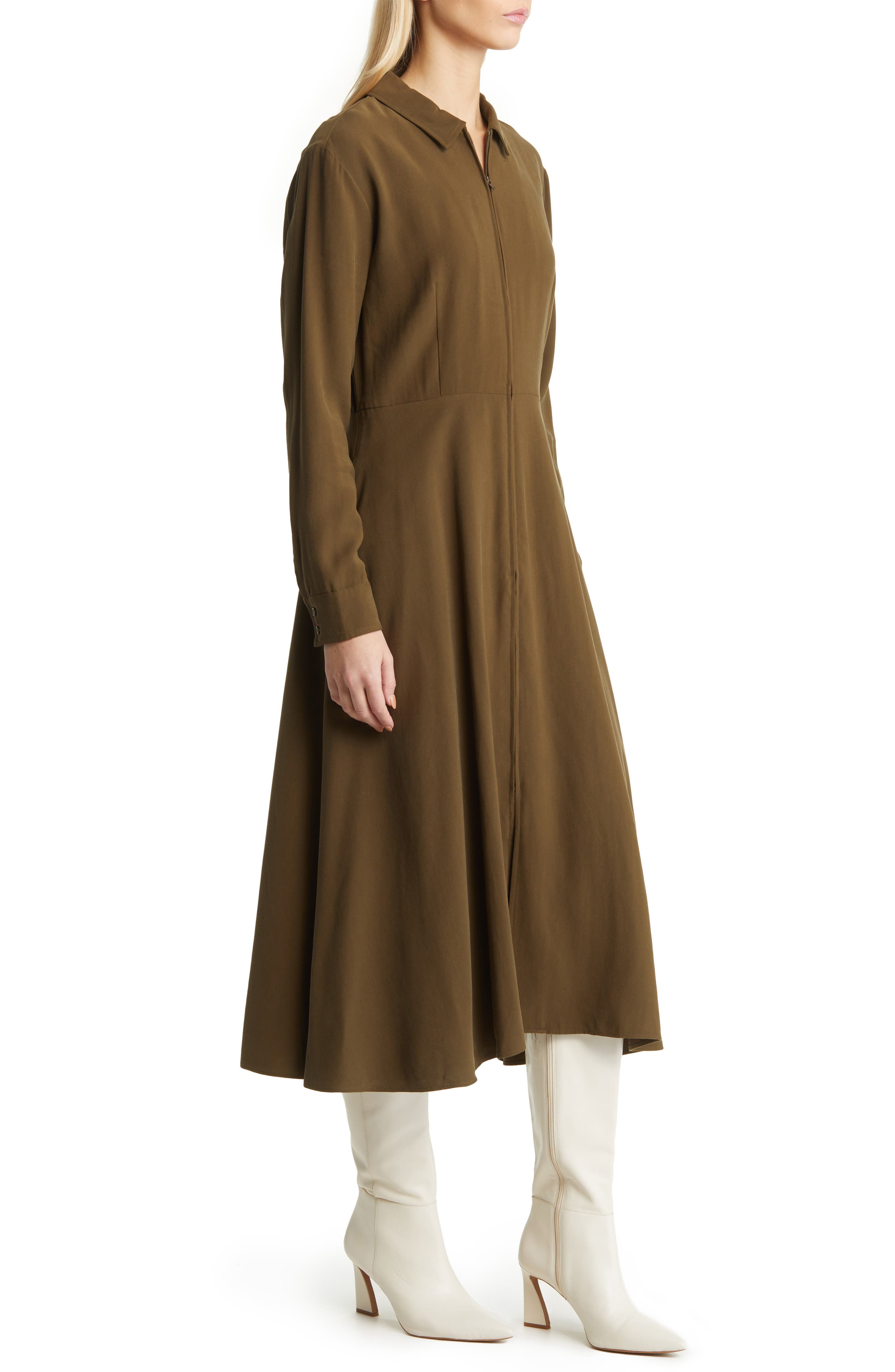 Nordstrom Front Zip Long Sleeve Midi Dress | Nordstrom