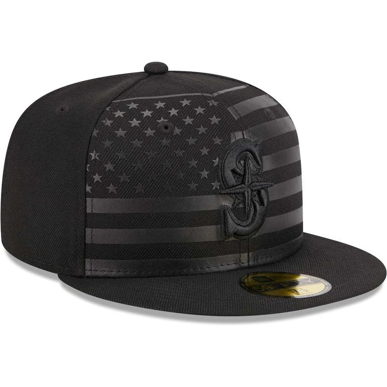 New Era Black Seattle Mariners Tonal Flag 59fifty Fitted Hat | ModeSens