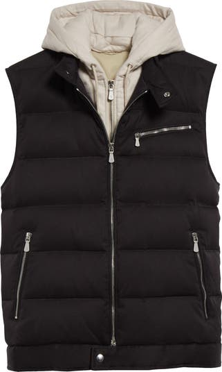 Eleventy Silk Puffer Down Vest with Removable Hooded Bib Inset | Nordstrom