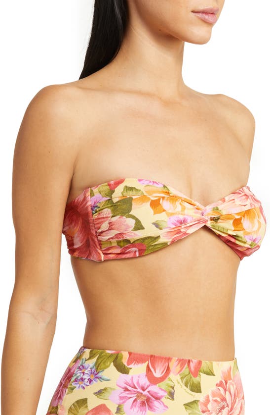 Farm Rio Tropical Woodcut Bandeau Bikini Top In Multi Modesens