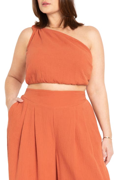 One-Shoulder Crop Top (Plus Size)