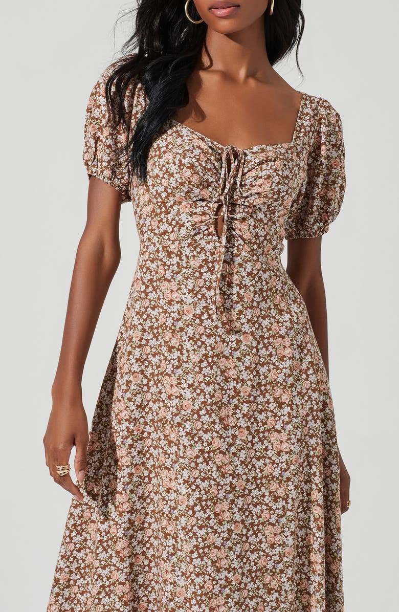 Astr The Label Lace Up Puff Sleeve Midi Dress Nordstromrack