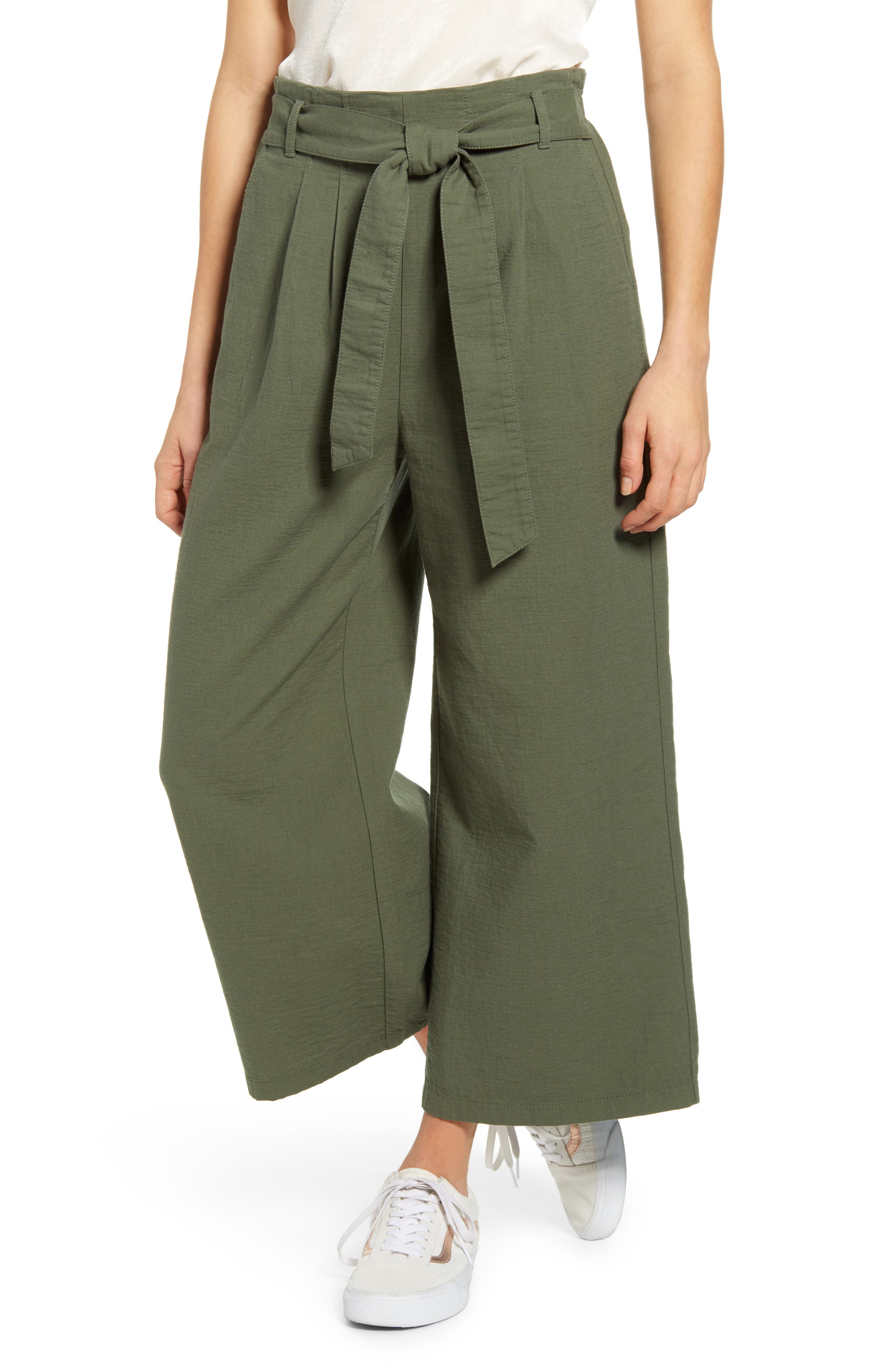 BP. | Paperbag Waist Double Cloth Crop Wide Leg Pants | Nordstrom Rack