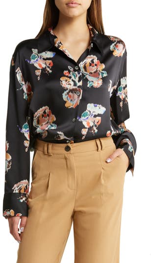 Vince Ikat Floral Silk Button-Up Shirt | Nordstromrack