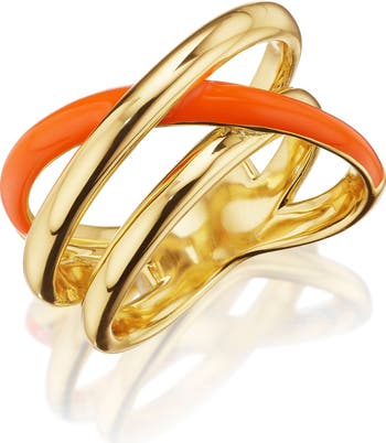 Bright Fuchsia 18K Gold Plated Triple Crossover Ring | Nordstromrack