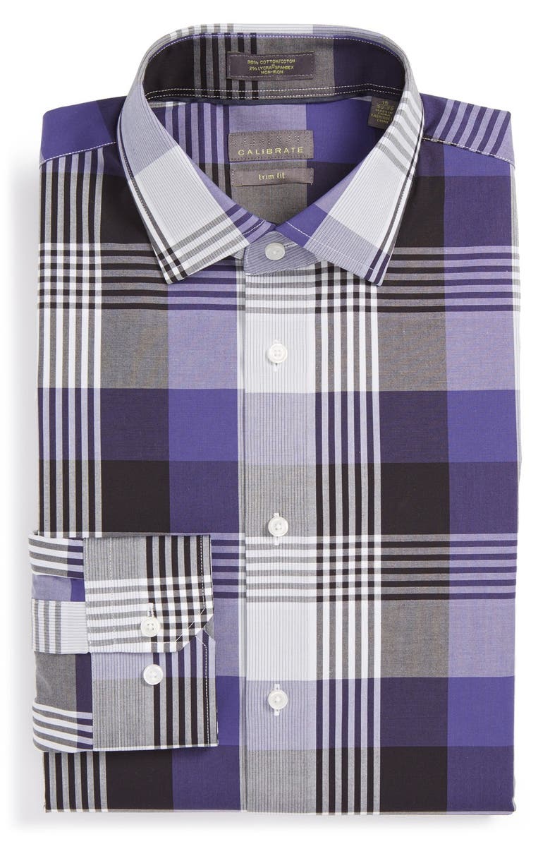 Calibrate Trim Fit Non Iron Plaid Dress Shirt Nordstrom