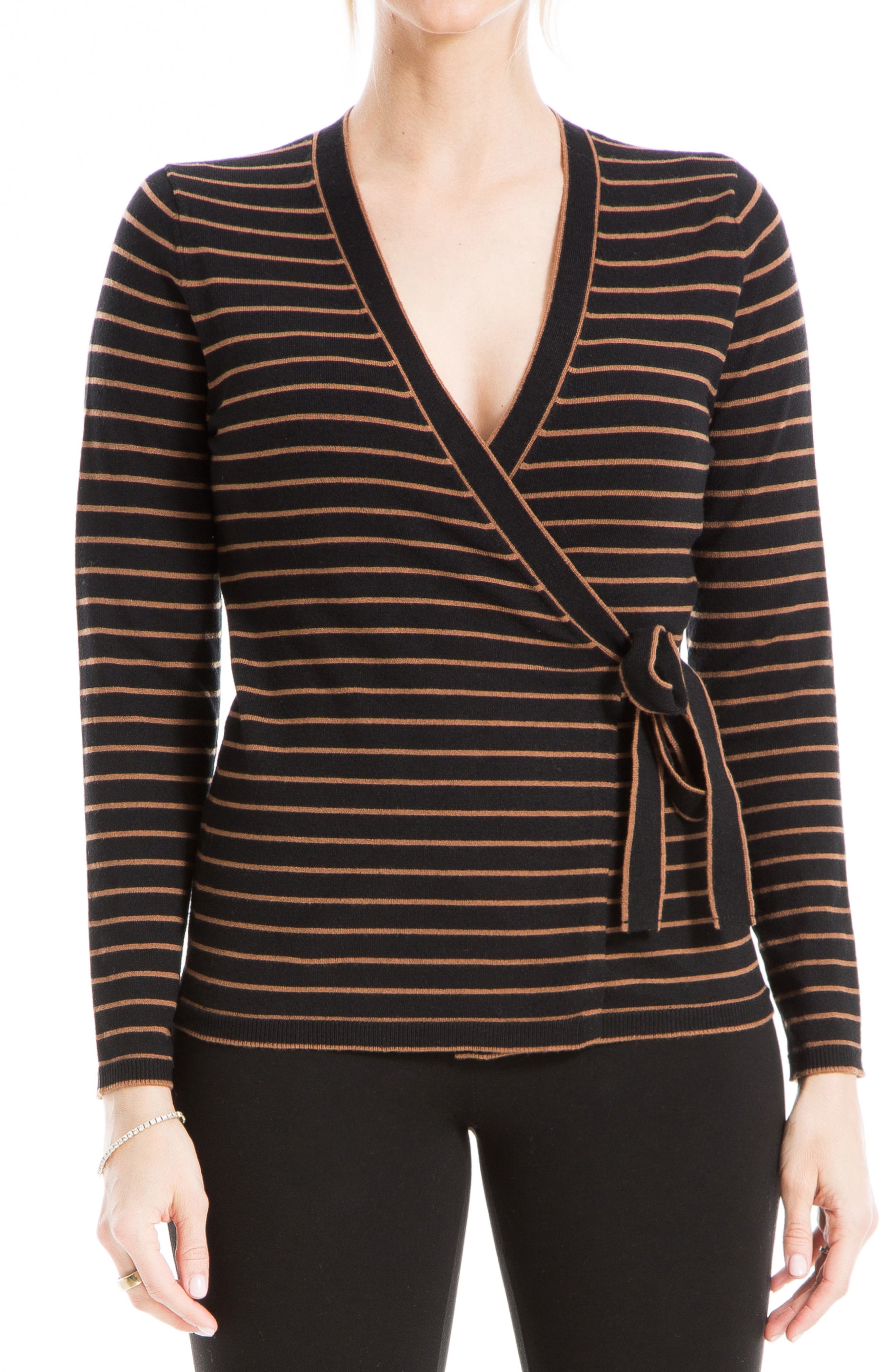MAX STUDIO Stripe Wrap Sweater | Nordstromrack