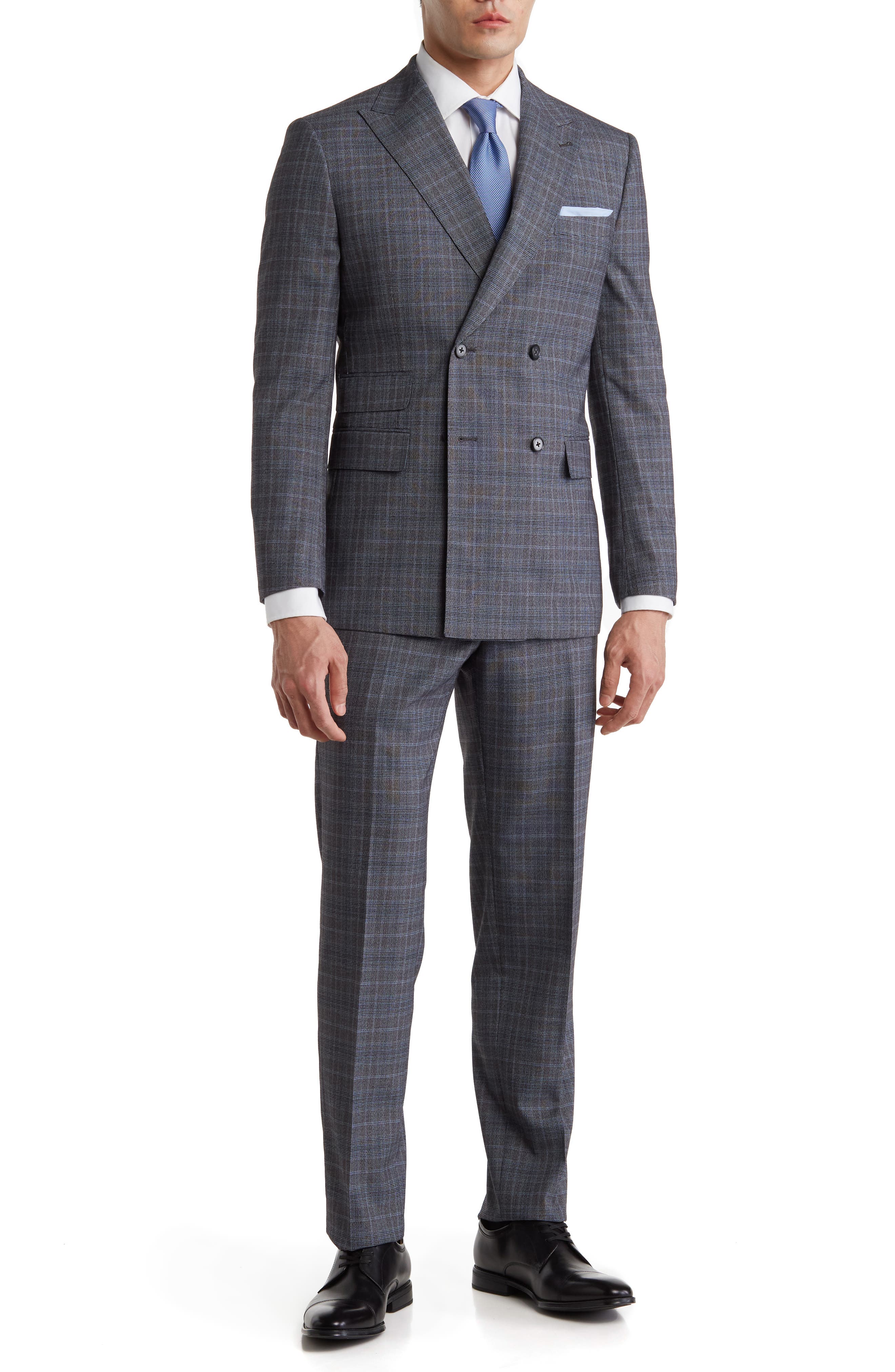 English Laundry Trim Fit Plaid Double Breasted Suit | Nordstromrack