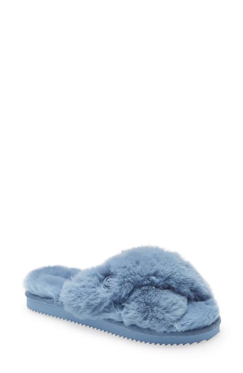 Women's Blue Fuzzy Slippers | Nordstrom