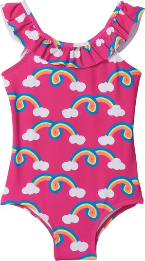Hatley Kids' Rainbow Arch Ruffle One-Piece Swimsuit | Nordstrom